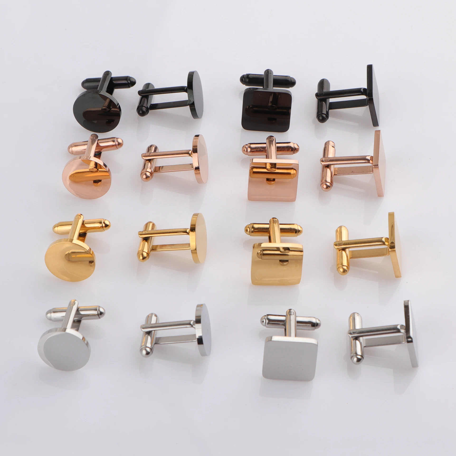 10pcs/lot 15mm Mirror Polished Stainless Steel Men Cufflinks Round ...