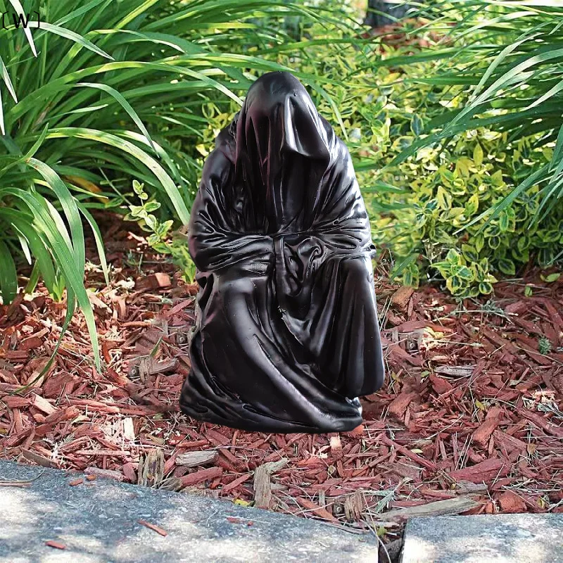 〔W〕Faceless Ghost Statue Black Robe Gothic Resin Figurine Black Horror ...