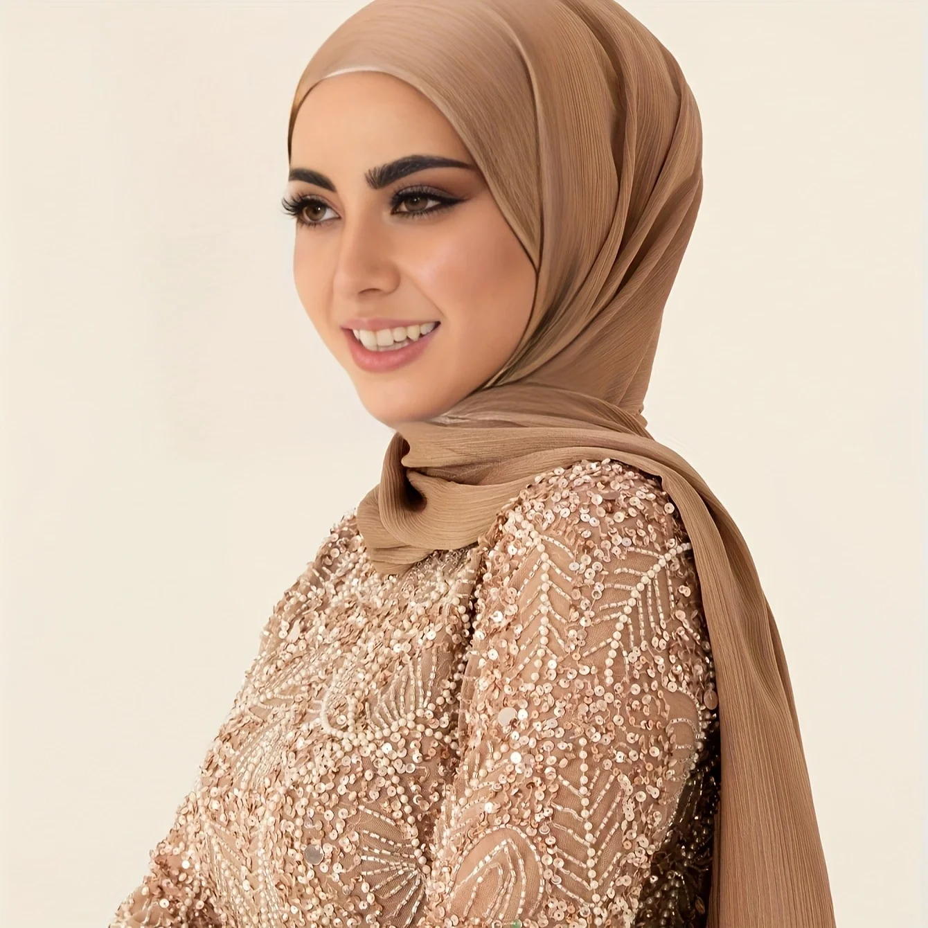 Muslim Plain Crinkle HIjabs Heavy Chiffon Scarf Arab Crepe Shawl Wraps ...