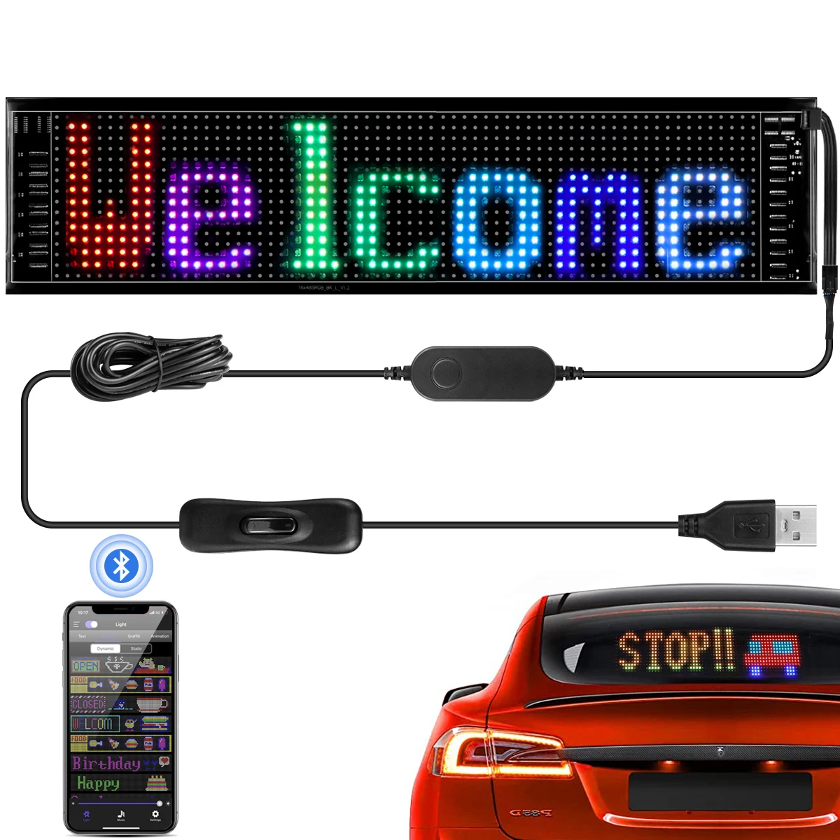 Smart-Programmable-LED-Pixel-Display-Screen-USB-Bluetooth-Advertising ...