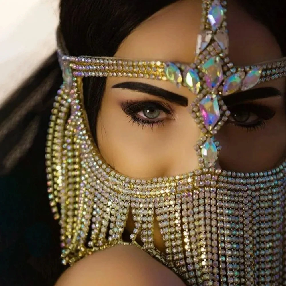 Elegant-Rhinestone-Hollow-Tassel-Masks-Veil-for-Women-Indian-Jewelry ...