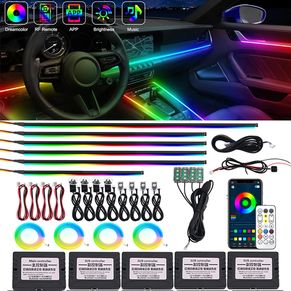 Universal-Symphony-Car-Ambient-Lights-LED-Interior-RGB-Streamer ...