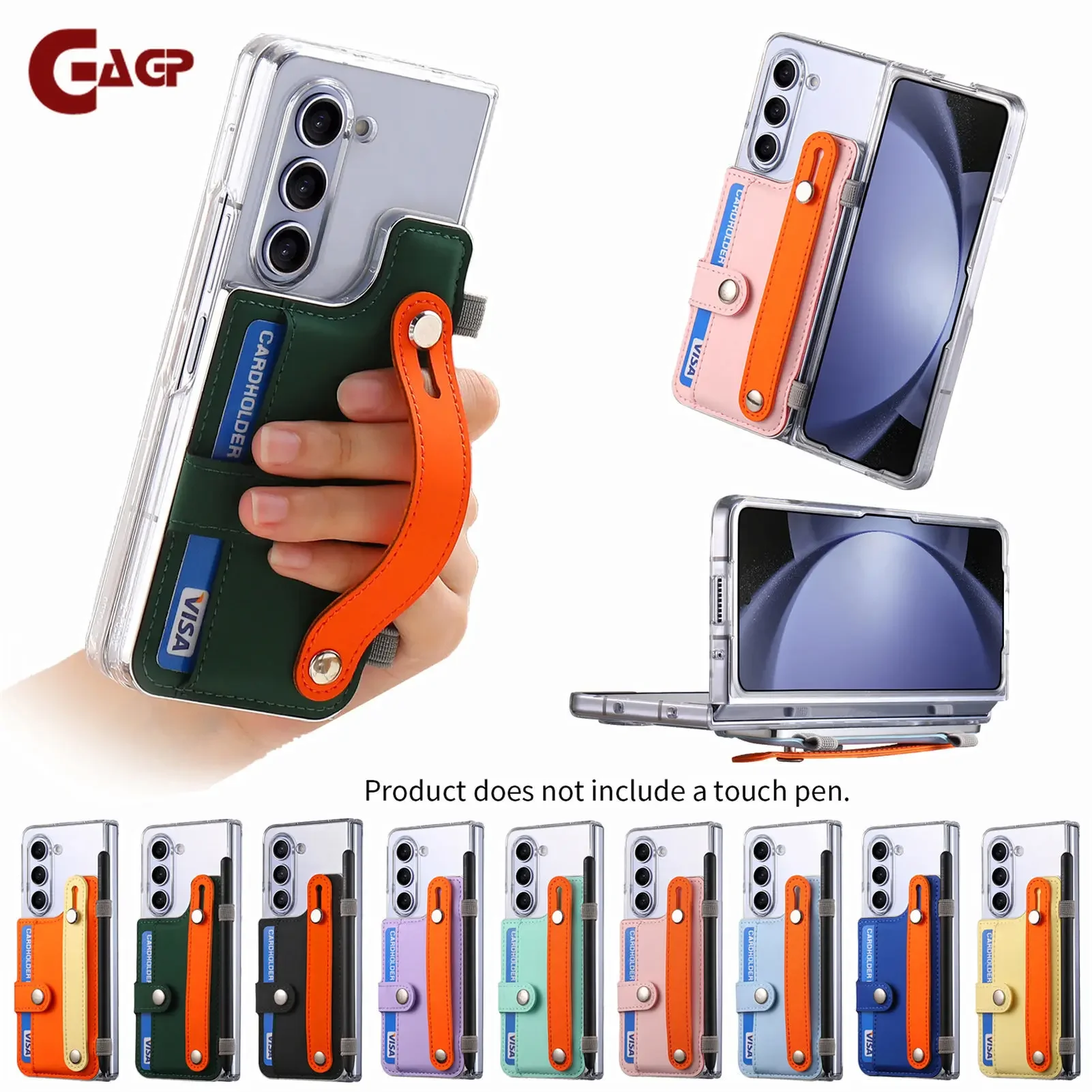 For-Samsung-Z-Fold-6-5-Wallet-Wristband-Transparent-Stand-Case-for ...