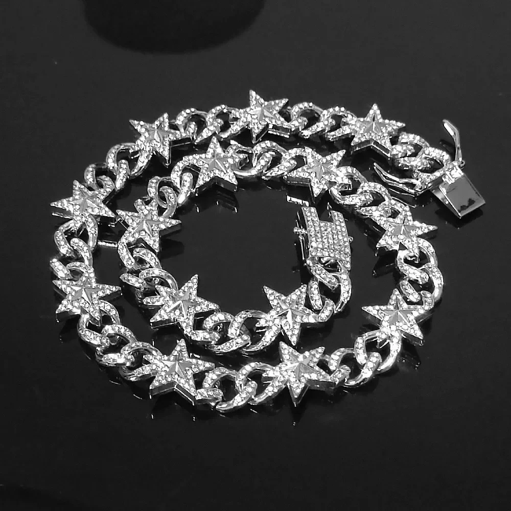 New-Hip-Hop-Rap-Iced-Out-Chain-Star-Charm-Pendant-Necklace-Jewelry ...