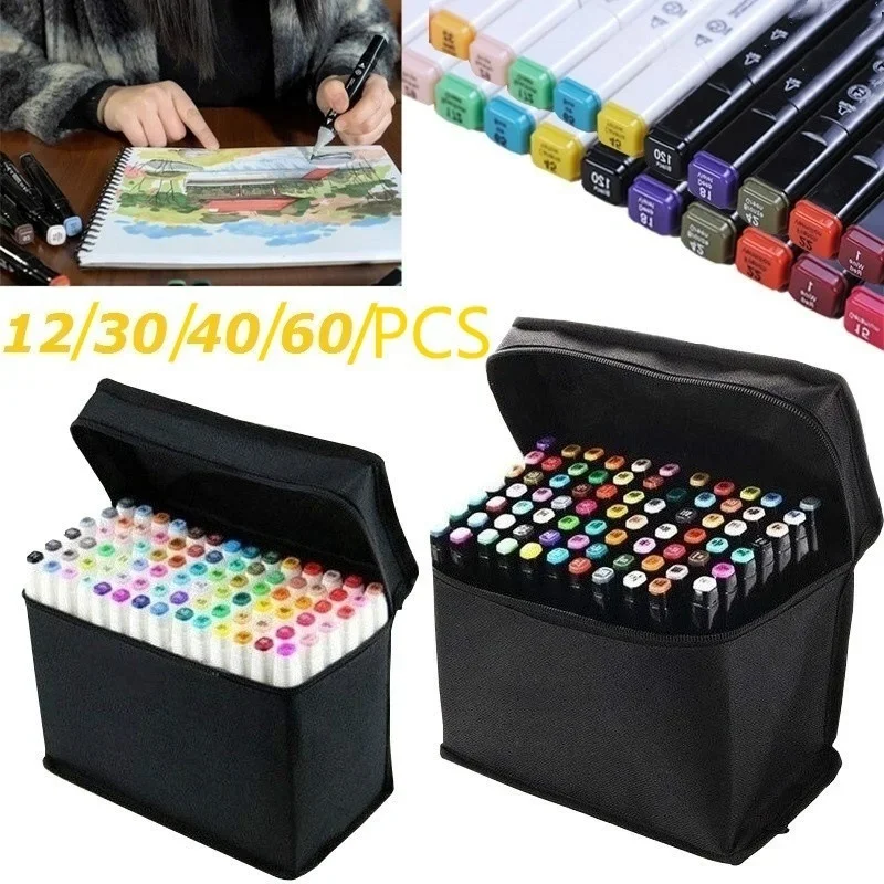 24-18-6-2-Colors-Marker-Set-with-Carry-Bag-Double-Head-Marker-Art ...
