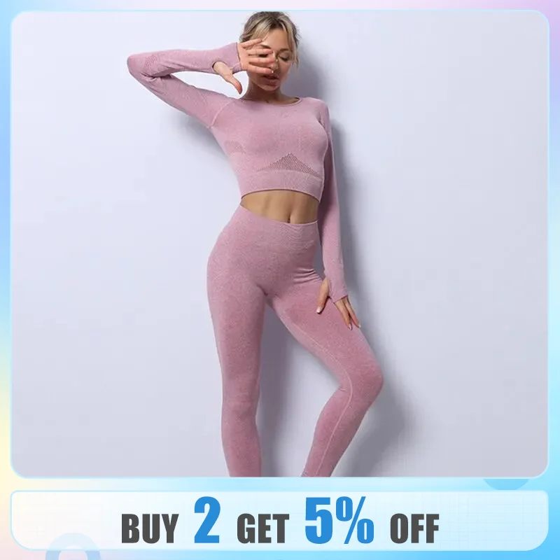 Women-Yoga-2-Pieces-Workout-Outfits-Seamless-High-Waist-Leggings-Sports-Crop-Top-Running-Clothes ...