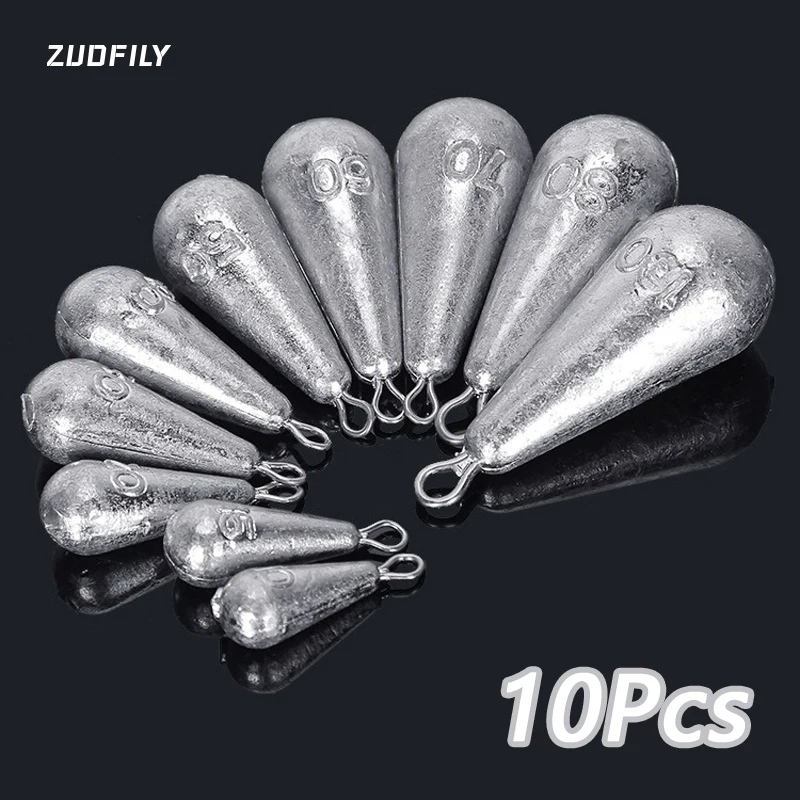 10Pcs-Set-Fishing-Lead-Sinker-3-5g-5g-7g-Far-Throw-Water-Drop-Type-With ...