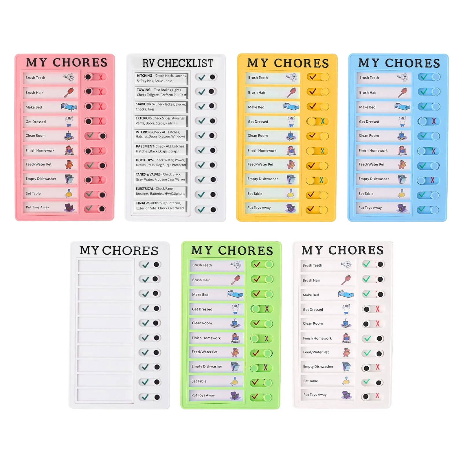 Kids-Chore-Chart-Plastic-Checklist-Task-Board-Detachable-To-Do-List-My ...