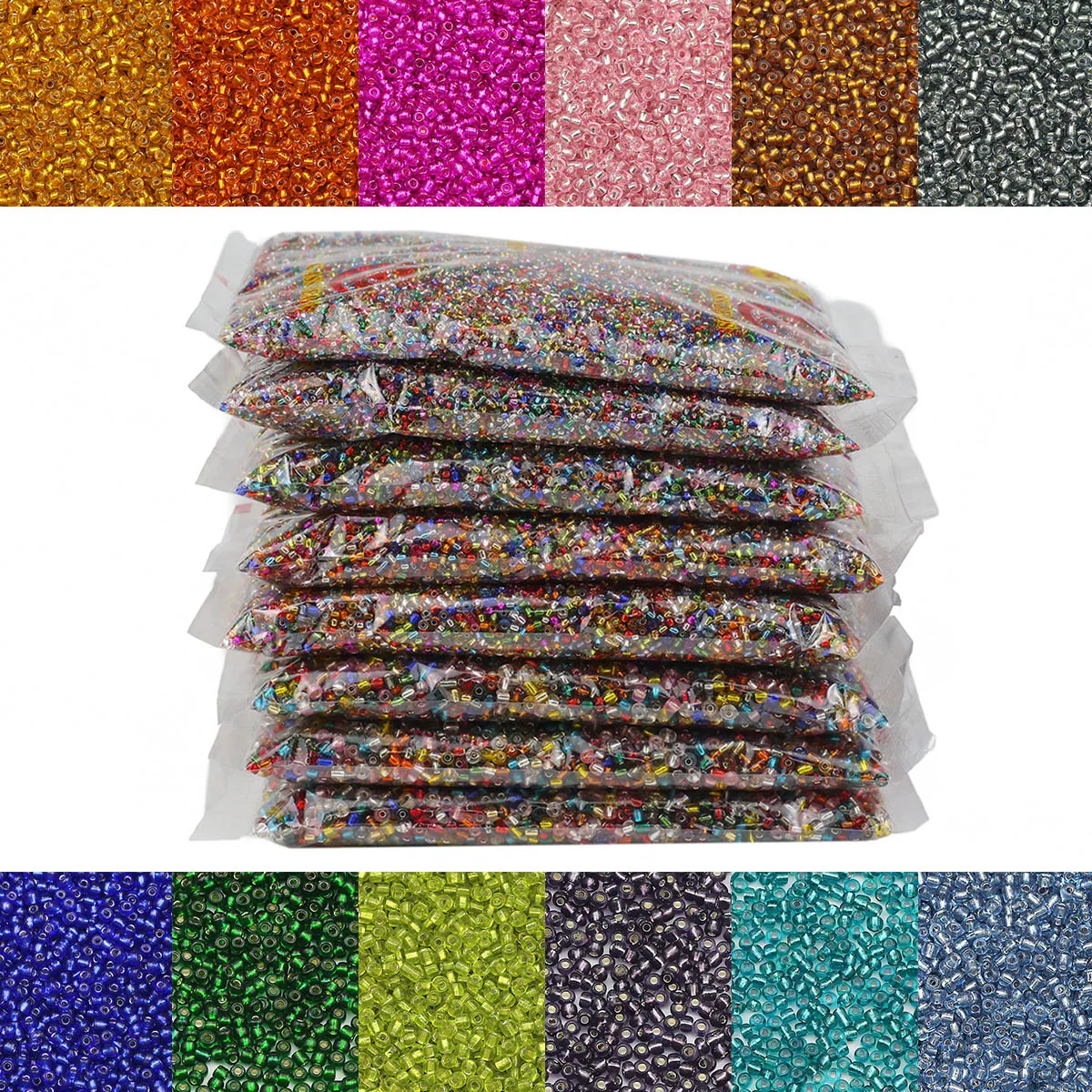 450g/Pack 2 3 4mm Glass Filled Silvery Transparent Millet Beads For ...