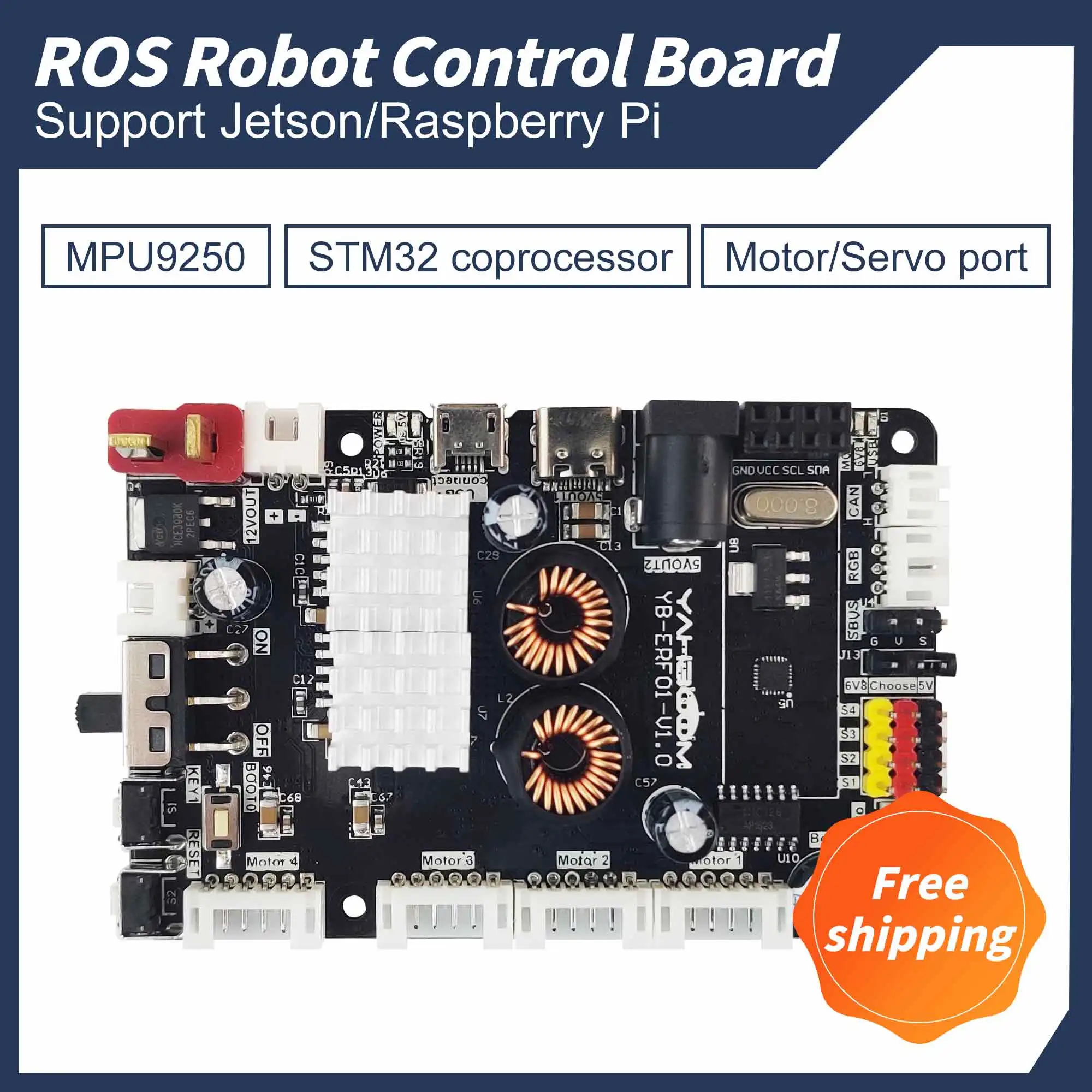 ROS ROS2 Robot Control Board Compatible With Raspberry Pi Jetson NANO with 9-axis IMU Sensor ...
