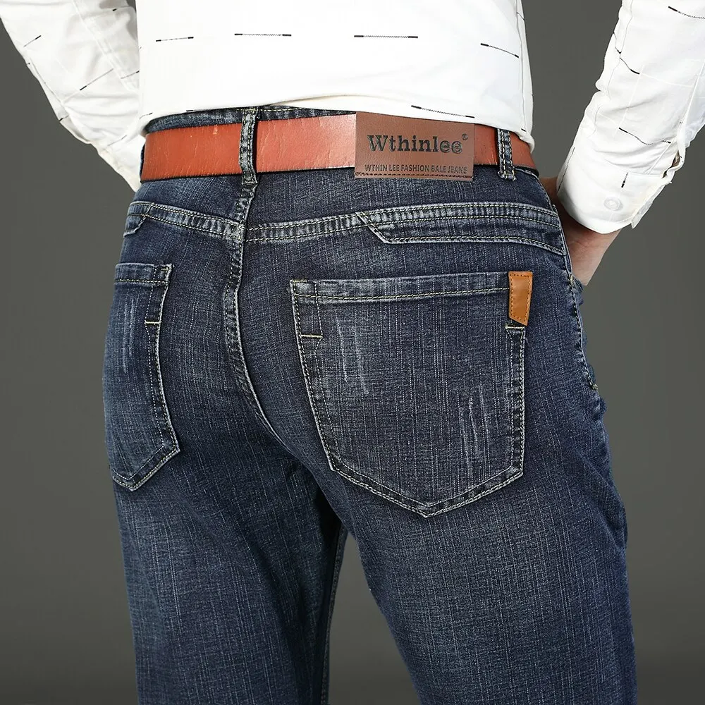 Nieuwe-Stijl-2023-Heren-Smart-Jeans-Business-Fashion-Regular-Blue ...