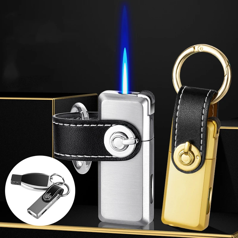 New-Windproof-Mini-Keychain-Lighter-Metal-Blue-Jet-Flame-Grinding-Wheel ...