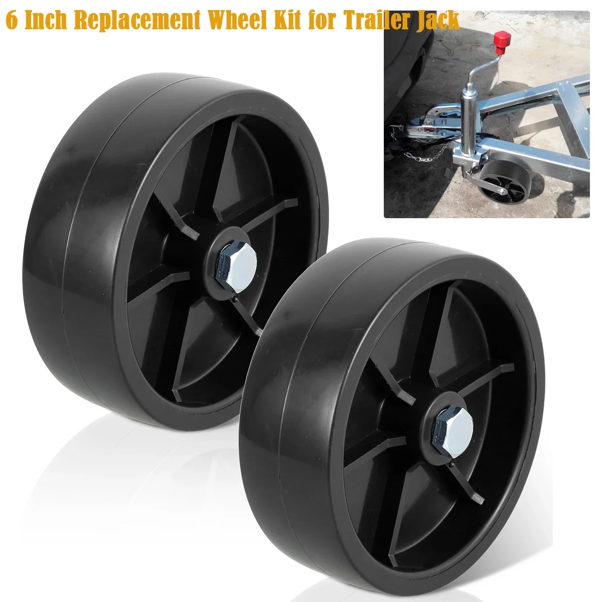 2/1PCS 6 Inch Replacement Wheel Kit for Trailer Jack Load-bearing ...