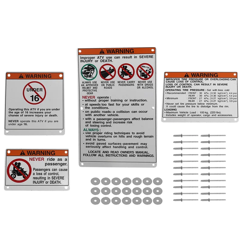 For Yamaha Warning Decals Stickers Labels Aluminum Backed Raptor ...