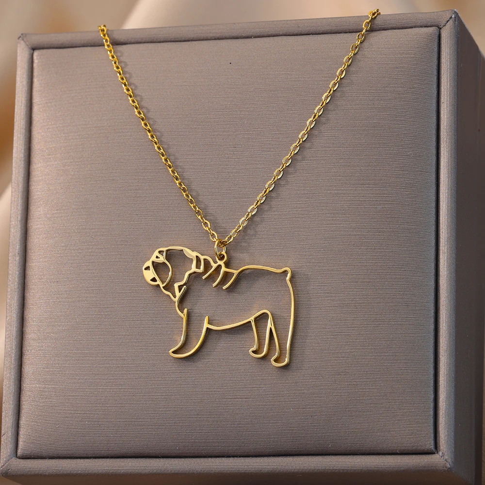 Stainless-Steel-Dog-Necklaces-For-Women-Men-Gold-Color-Pug-Pendant ...
