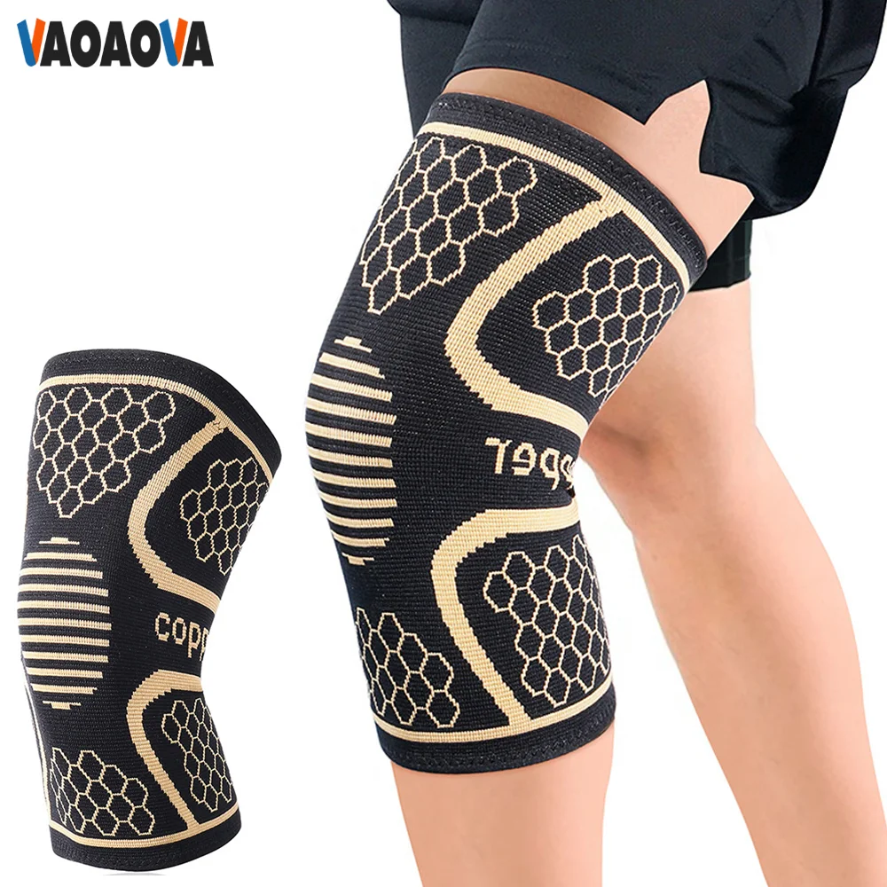 1Pcs Copper Nylon Protective Knee Brace Support Compression Sleeves For ...