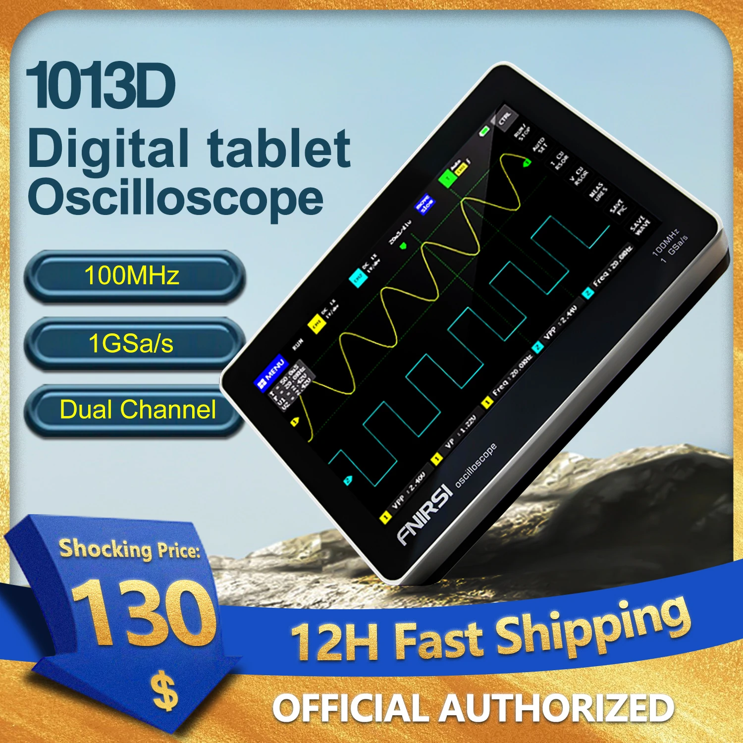 Fnirsi-1013d Digital Tablet Oscilloscope Dual Channel 100m Bandwidth 1gs Sampling Rate Mini ...