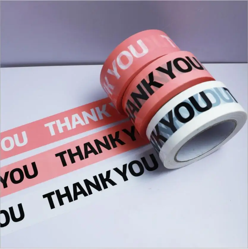 4-5CM-100M-Wholesale-Pink-Thank-you-Packaging-tape-Self-Adhesive ...
