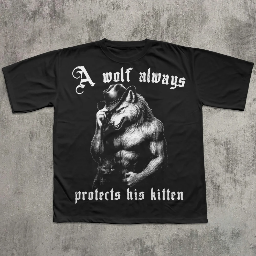 A Wolf Always Protects His Kitten Funny Meme T-shirt Alpha Werewolf ...