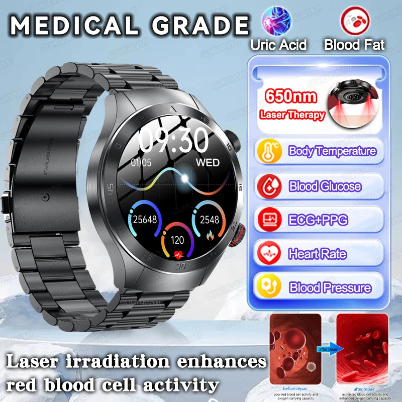 Reloj-inteligente-de-grado-m-dico-dispositivo-con-control-de-temperatura-corporal-ECG-glucosa-en ...