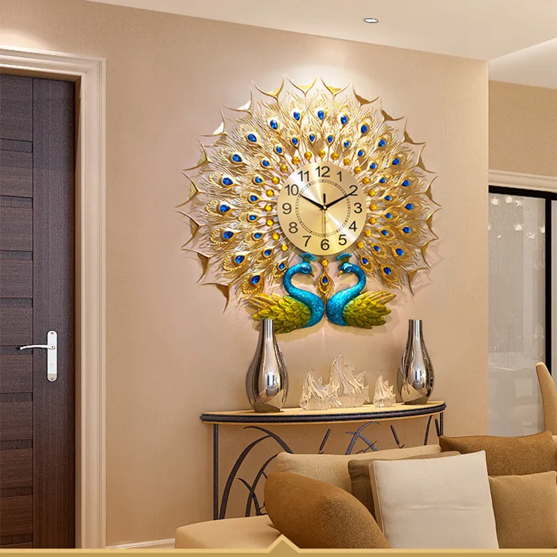 70x65cm-Large-Peacock-Wall-Clock-for-Living-Room-Bedroom-Office-Metal ...