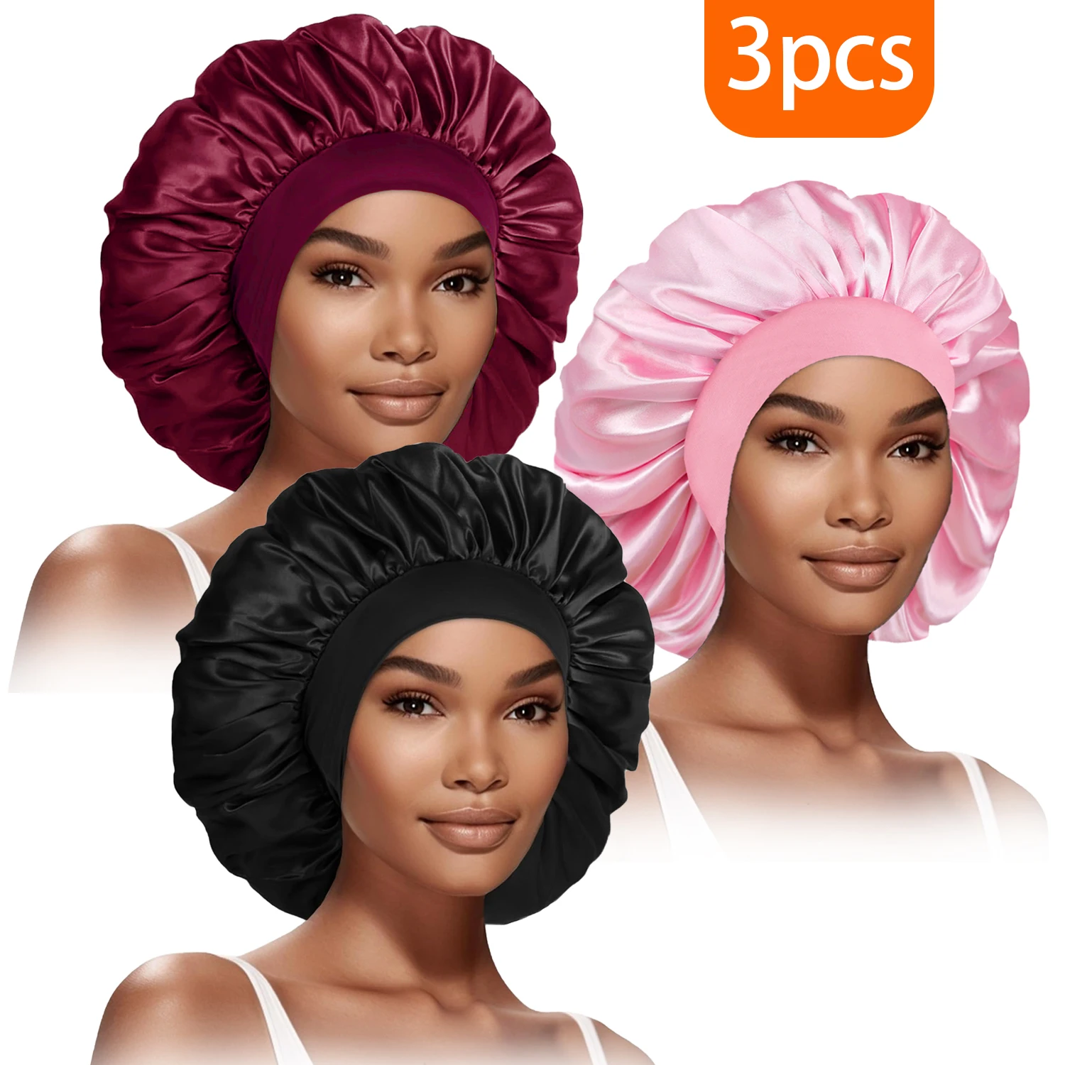 3pcs-Women-s-Fashion-Bonnet-Large-Wide-Edge-Elastic-Hat-Casual-Sports ...