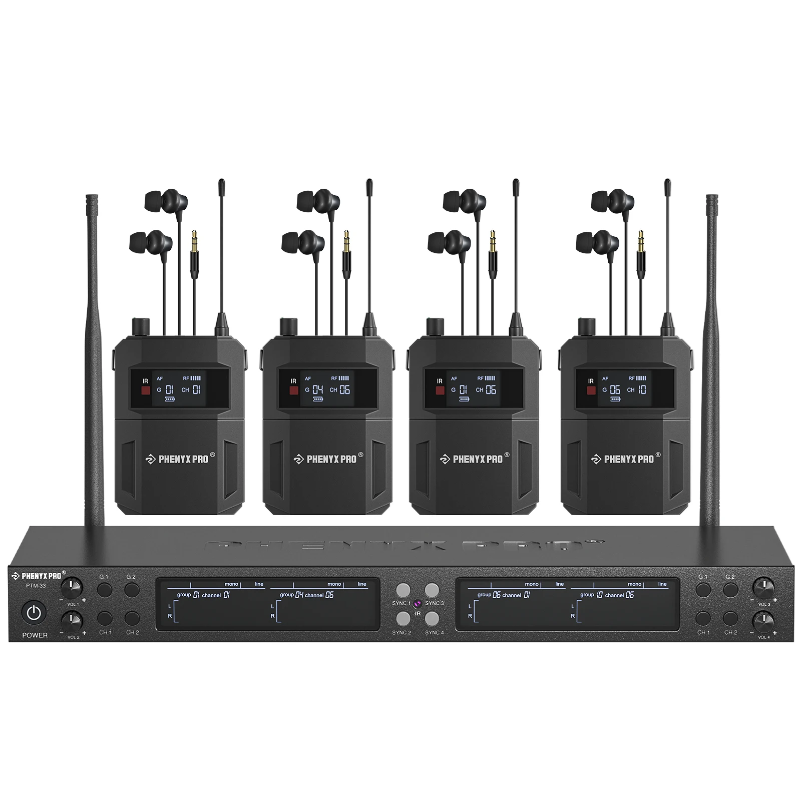 Sistema-IEM-Quad-Channel-sem-fio-transmissor-de-metal-com-4-Bodypacks ...