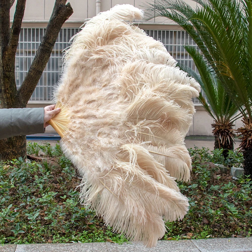Customized-Large-Khaki-Hand-Feather-Fan-1-3Meter-Stage-Performance ...