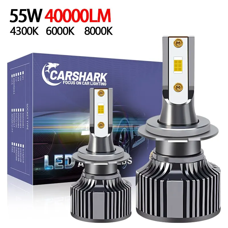 Carshark H7 Led Bulbs Headlight 55w 40000lm Csp H1 H4 H11 H8 H9 Auto Lamps Turbo Ice 9005 Hb3 ...