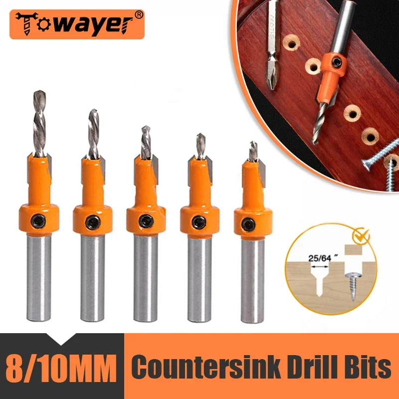 8-10mm-Shank-HSS-Woodworking-Step-Drill-Countersink-Router-Bit-Set ...