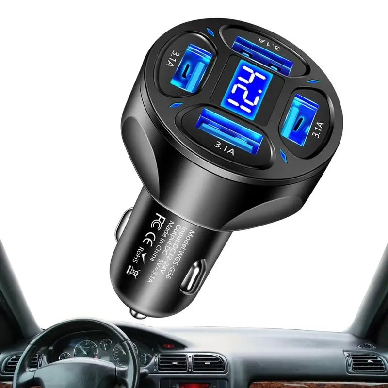 USB-Ports-Car-Charger-Port-USB-4-In-1-Car-Lighter-Charger-4-Super-Fast ...