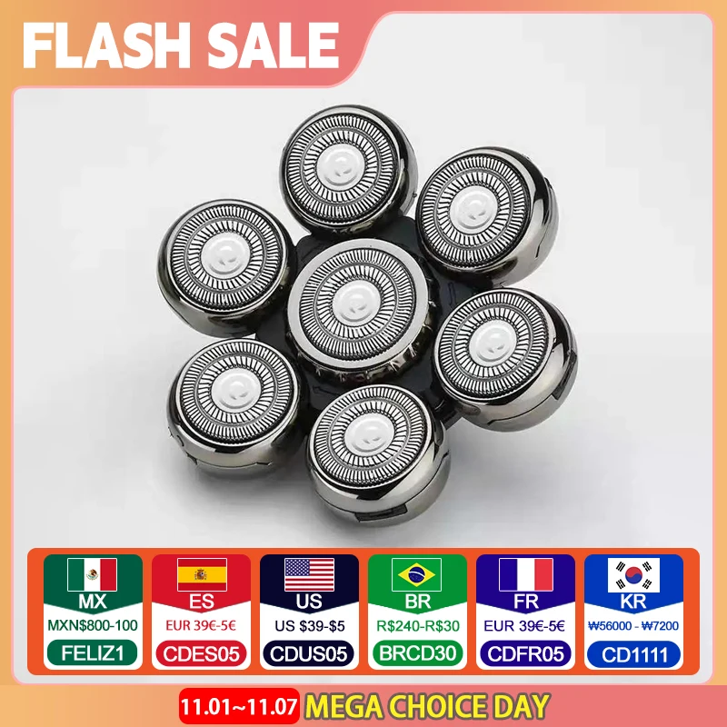 Mens-7-Blade-Razor-Replacement-Shaving-Heads-Floating-Washable-Electric ...