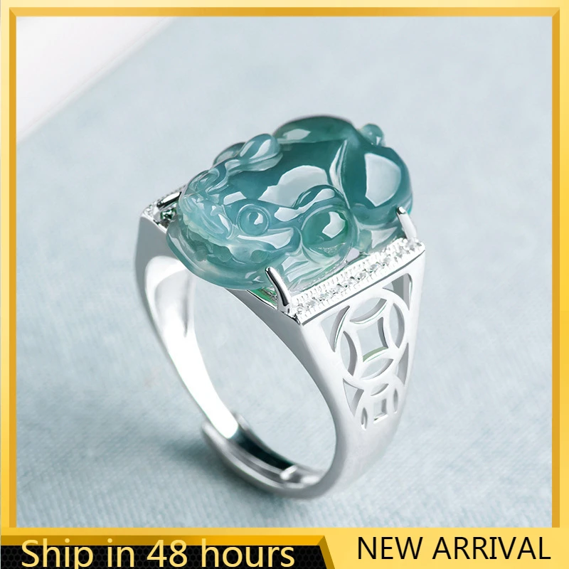 Anillos-de-Pixiu-de-Jade-Birmano-para-mujer-amuleto-de-moda-Natural ...