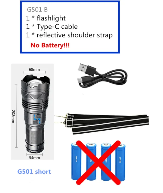 High Power 100W GT60 LED Flashlight Super Bright Spotlight Long Range ...