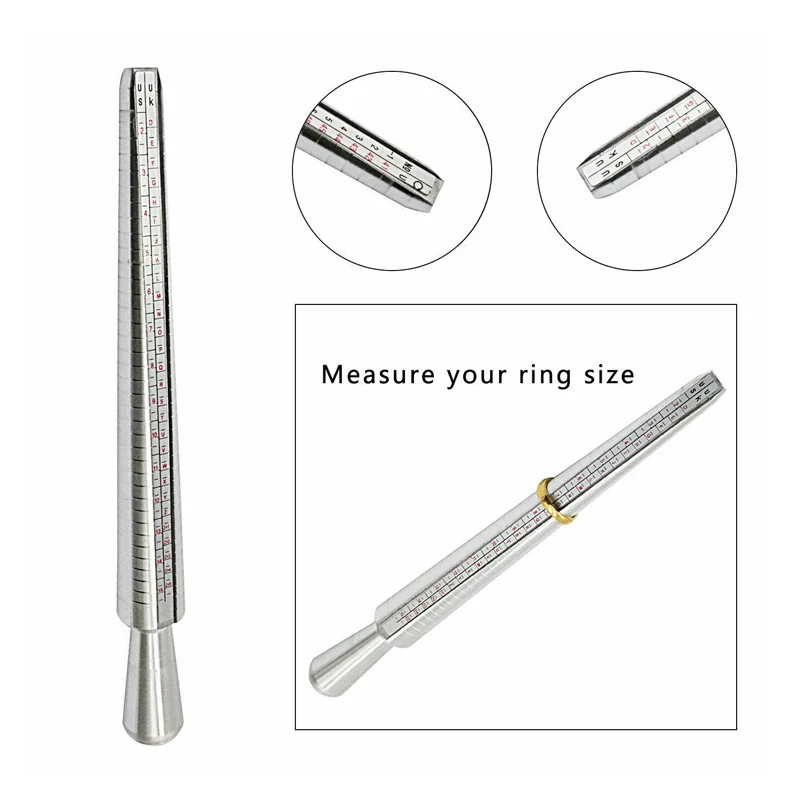Ring Sizer Gauge Metal Mandrel Tool - Finger Sizing Stick For Jewelry ...