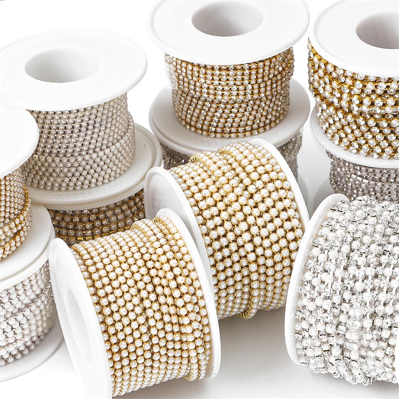 1Yard-bag-SS6-SS12-Pearls-Rhinestone-Chain-Sew-On-Glue-On-Rhinestones ...