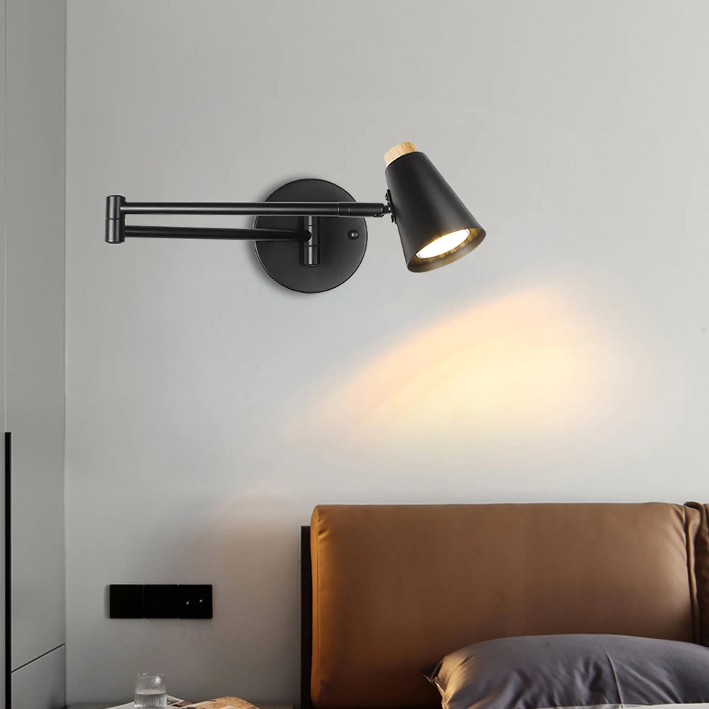 Modern-Black-Wall-Lamps-Adjustable-LED-With-GU10-Bulb-Wall-Sconces ...