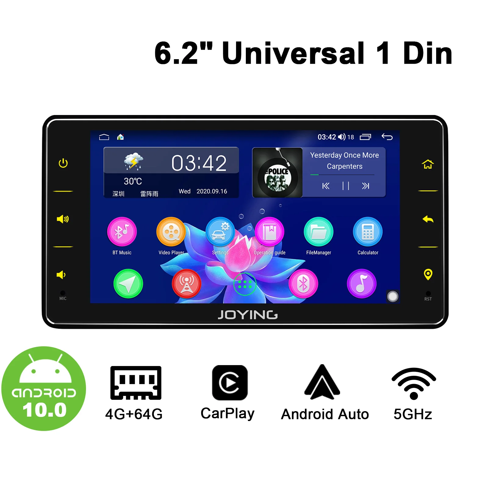 JOYING-Android-10-Car-Radio-Stereo-Universal-1Din-Head-Unit-4GB-64GB ...
