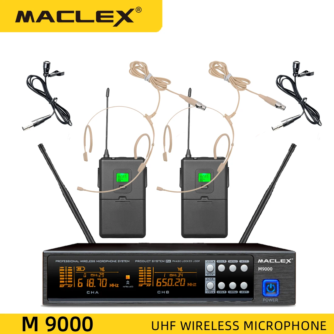 Maclex-M9000-UHF-Professional-Stage-Performance-Wireless-System-Dual ...