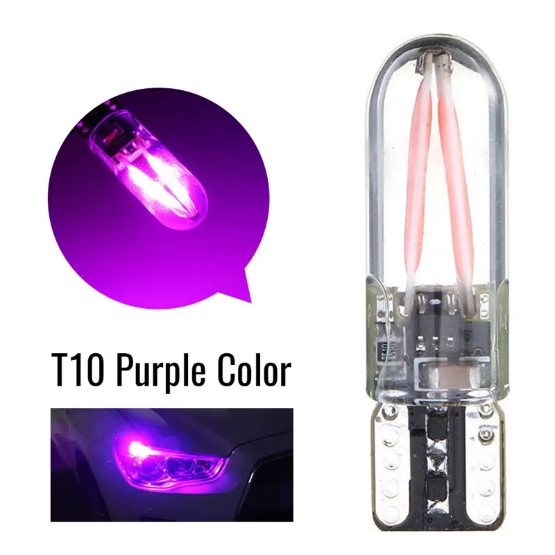 2PCS-Universal-T10-Pink-Purple-194-168-W5W-COB-LED-CANBUS-Silica-Bright ...