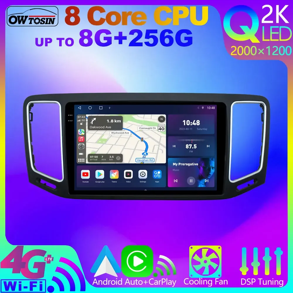 Owtosin 8G+256G Android 12 QLED 2K 4G SIM WiFi Car Radio For Volkswagen VW Sharan SEAT Alhambra ...