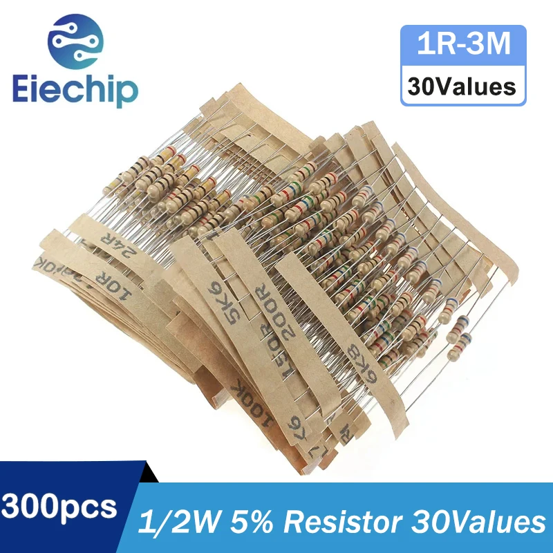 300PCS-Lot-1-2W-30-Kinds-Carbon-Film-Resistor-set-0-5W-Resistance-5-1 ...