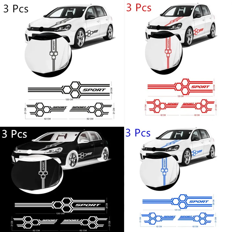3Pcs-Car-Stripes-Hood-Sticker-Racing-Bonnet-Sport-Decal-For-PROTON-Saga ...
