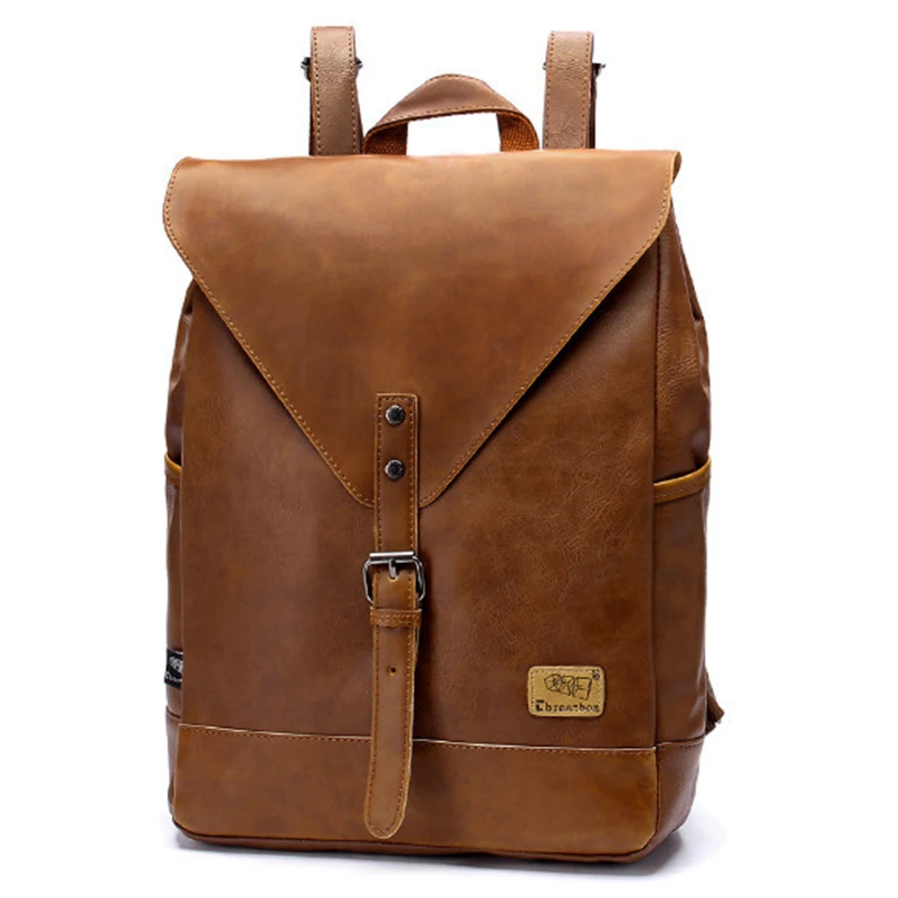 Three Box Men Fashion Backpack Travel Rucksack Mochilas Teenage Leather ...