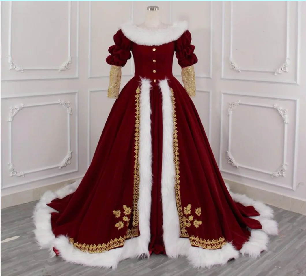 Mrs Santa Claus Cosplay Costume Ball Gown Adult Lady Santa Festival ...