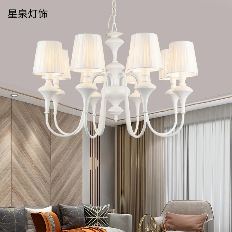 Modern-Simple-Chandelier-3-Lights-6-Light-White-Metal-E14-Bulb-Candle ...