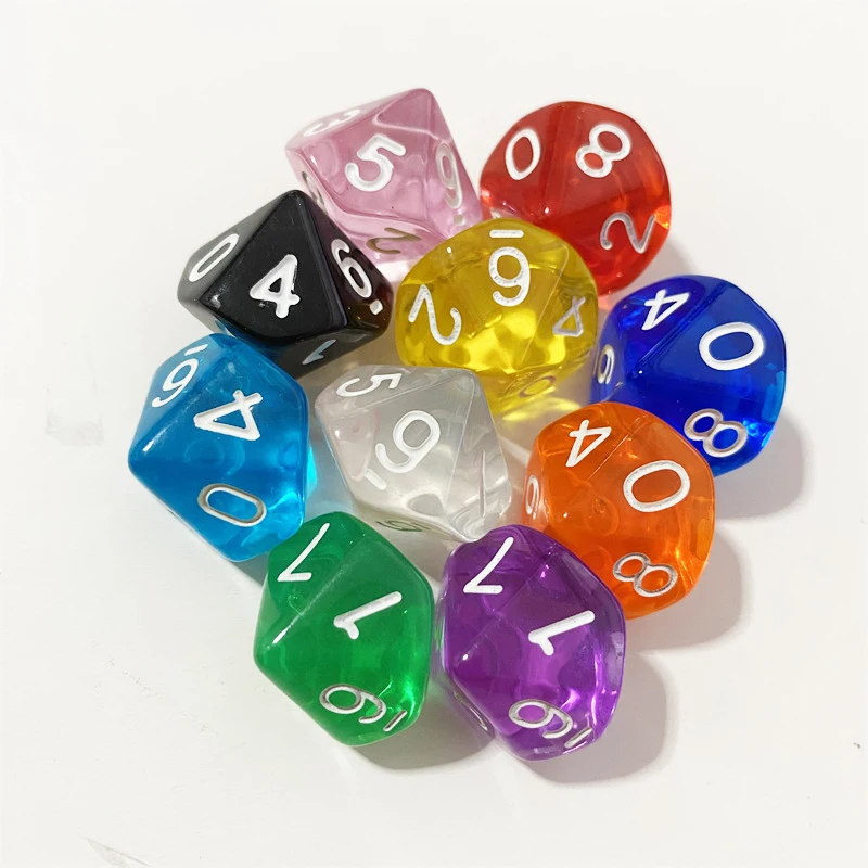 50PCS-lots-Colorful-Transparent-D10-0-9-Dice-For-DND-Desktop-Board ...