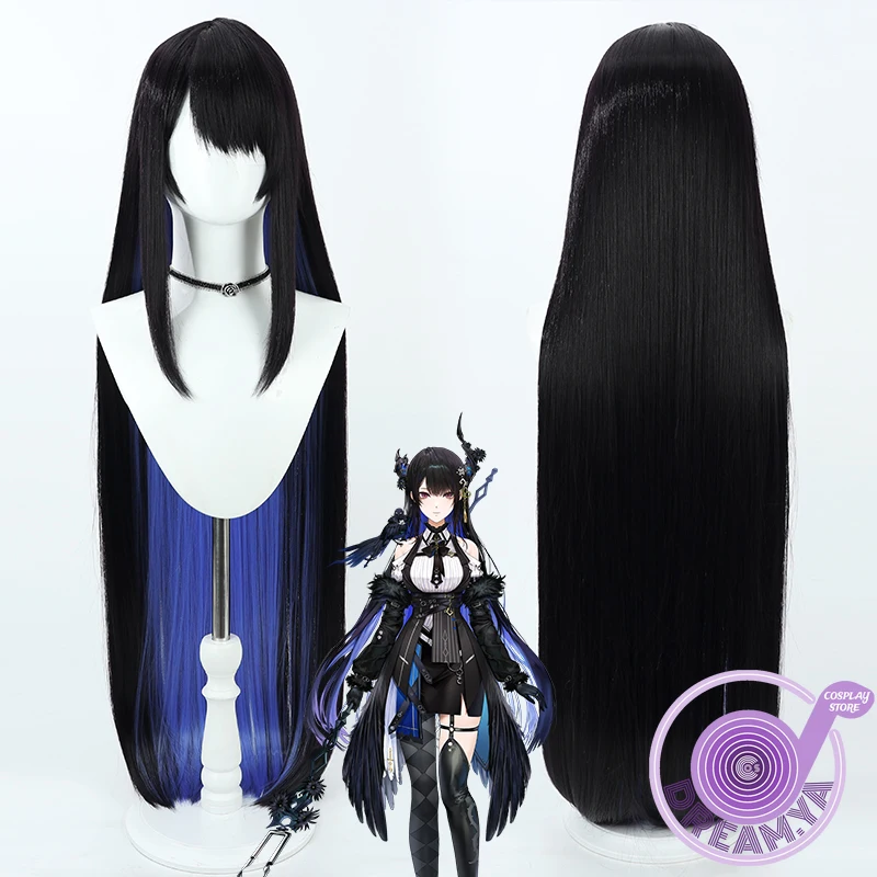 Nerissa Ravencroft Cosplay Wig Hololive Black Blue Heat Resistant