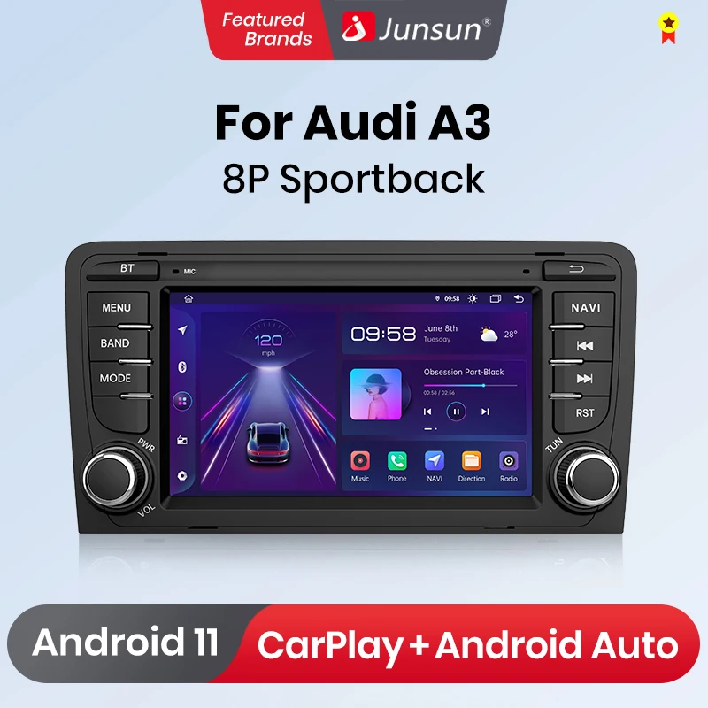 Junsun-AI-Voice-Android-Auto-Radio-for-Audi-A3-8P-2003-2011-S3-RS3 ...