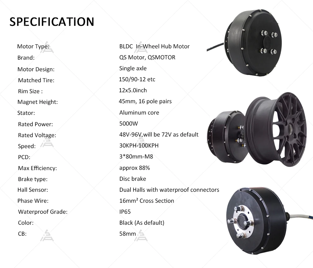 Motor V4 260 12 QS260 5000W Hub Motor with Detachable Wheel